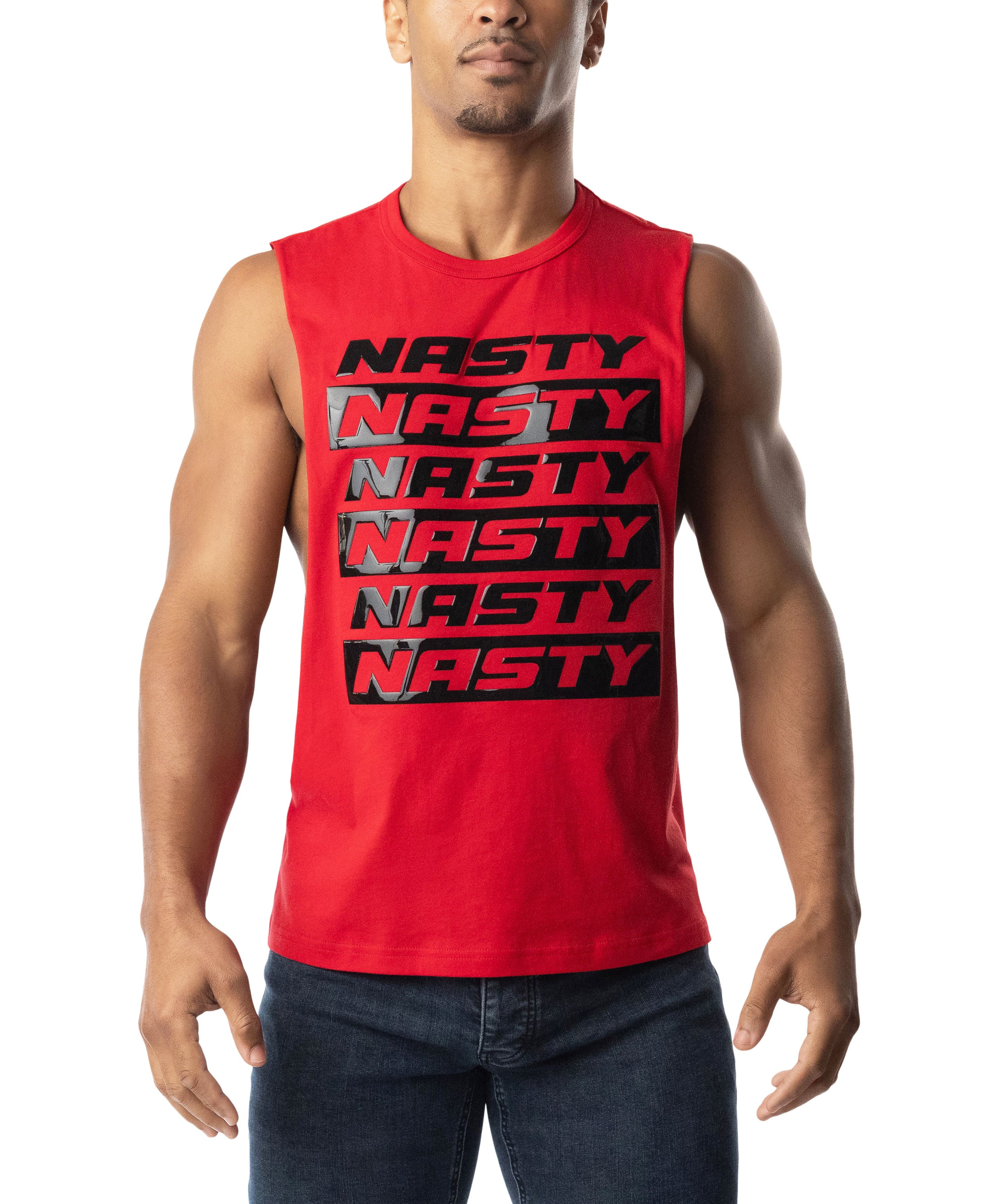 Nasty Shredder Tank Top | Red/Black | Nasty Pig