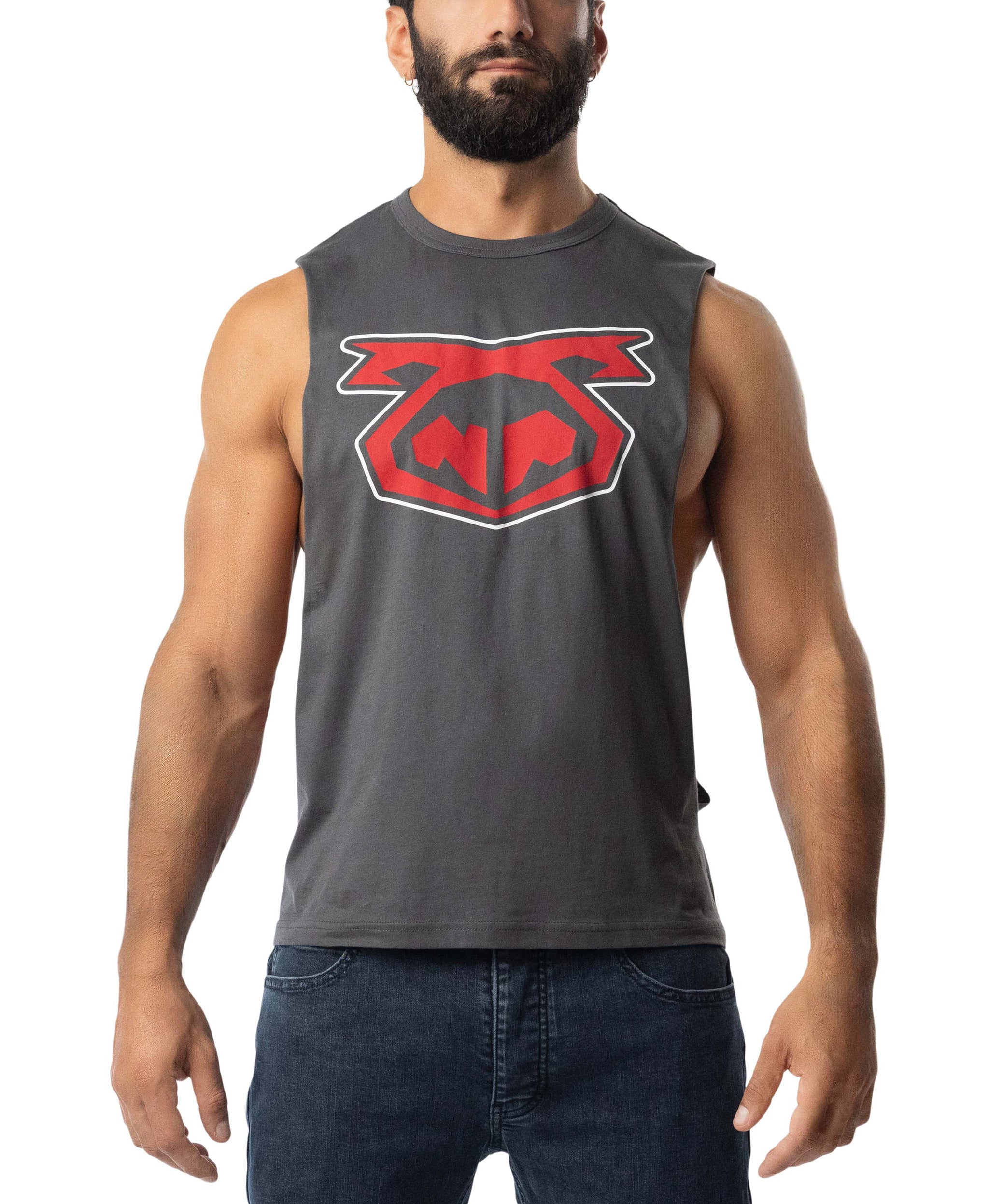 Brandmark Shredder Tank Top 3.0 | Charcoal Grey/Red | Nasty Pig
